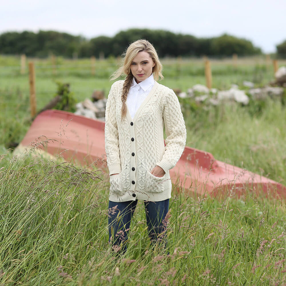 Aran Boyfriend Cardigan | The Scottish Store